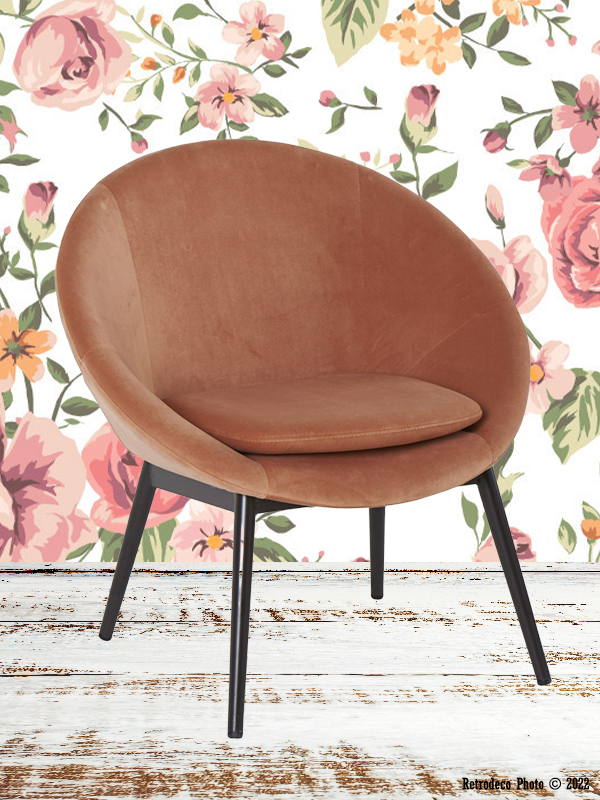 Fauteuil Ruvana velours rose poudré déco vintage Athezza | Retrodeco