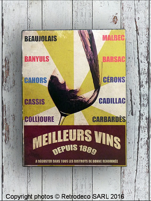 Plaque décorative Meilleurs vins déco bistrot Antic Line | Retrodeco