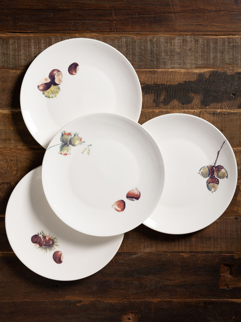 Set 4 assiettes céramique plates Fruits d'automne Chehoma | Retrodeco.fr