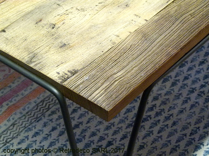Table basse rectangulaire Simon orme et métal Athezza | Retrodeco.fr