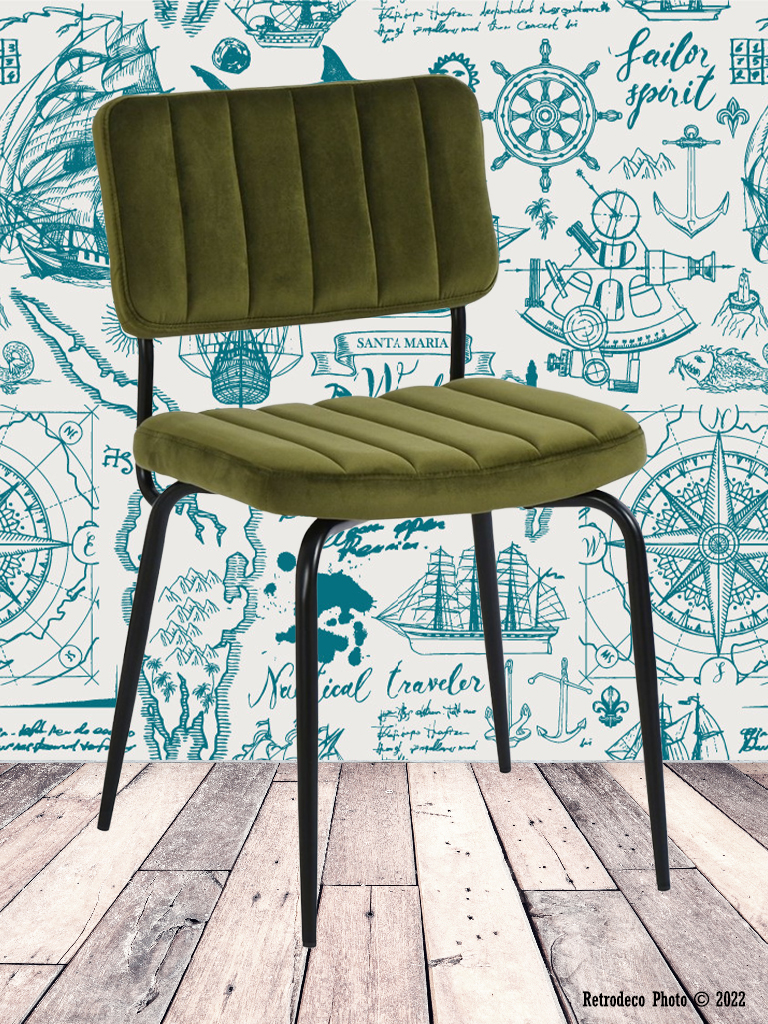 Chaise Paddy velours vert mousse Athezza Déco vintage | Retrodeco.fr