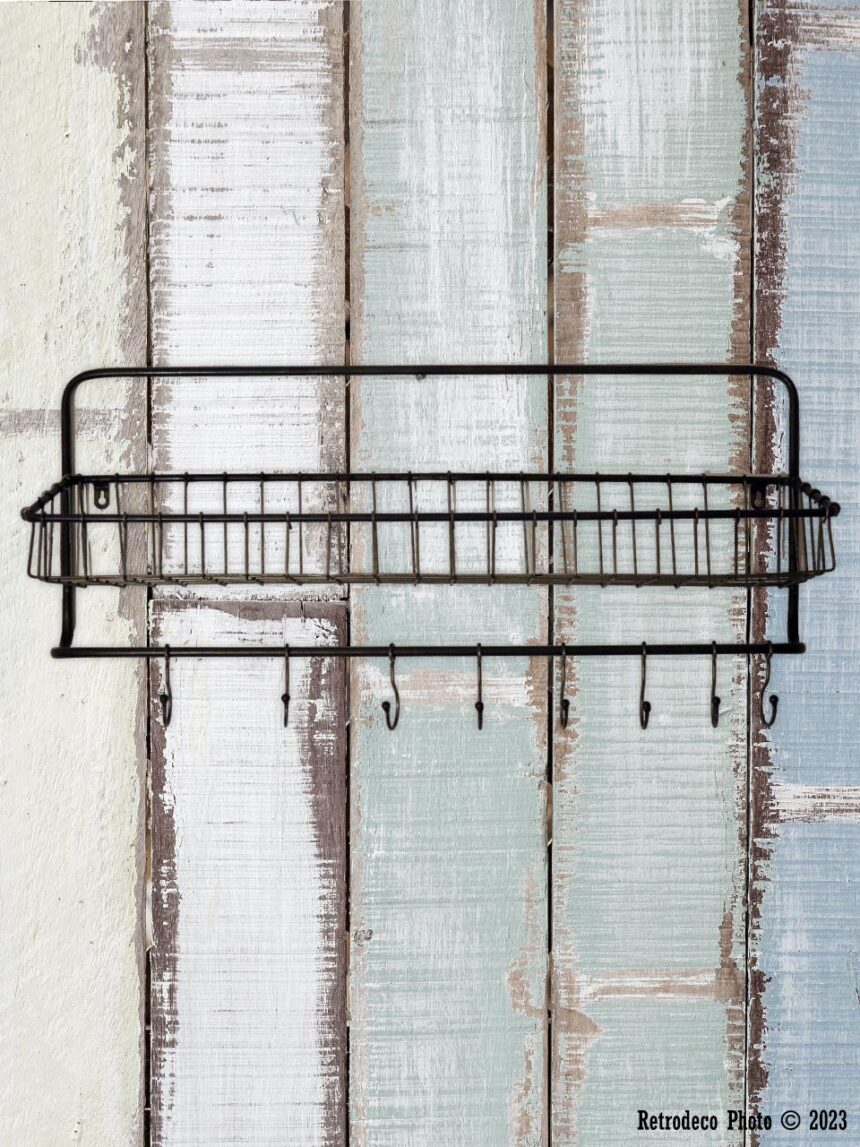 Etagère murale grillagée et crochets Antic Line | Retrodeco