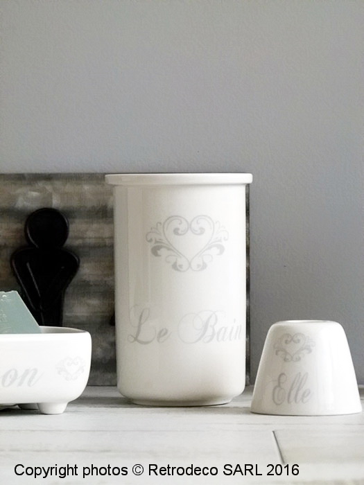 Gobelet céramique coeur gris déco cosy Antic Line | Retrodeco