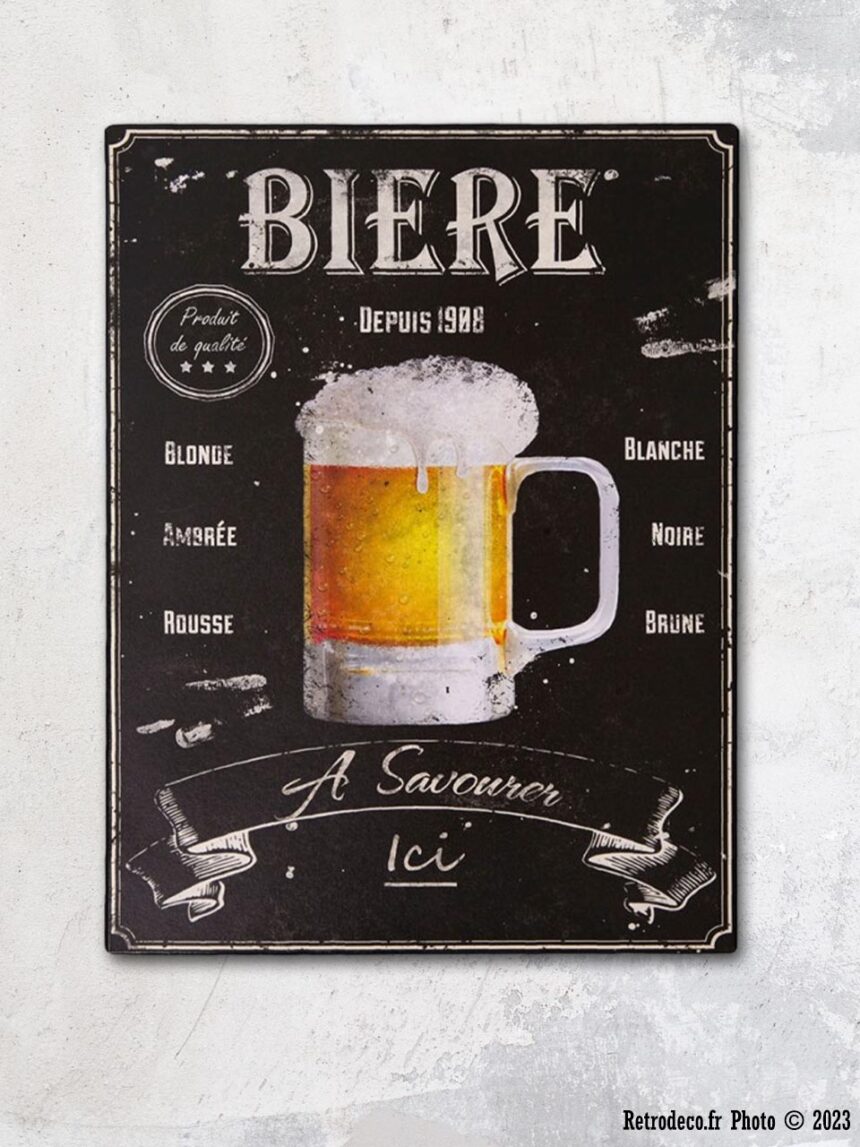 Plaque métal Bière déco bistrot Antic Line | Retrodeco.fr