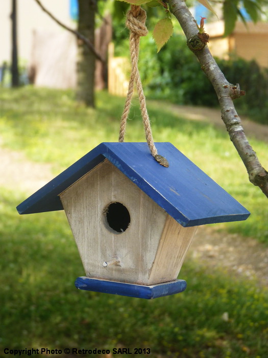 Mini nichoir bleu vif déco campagne Retrodeco | Retrodeco.fr