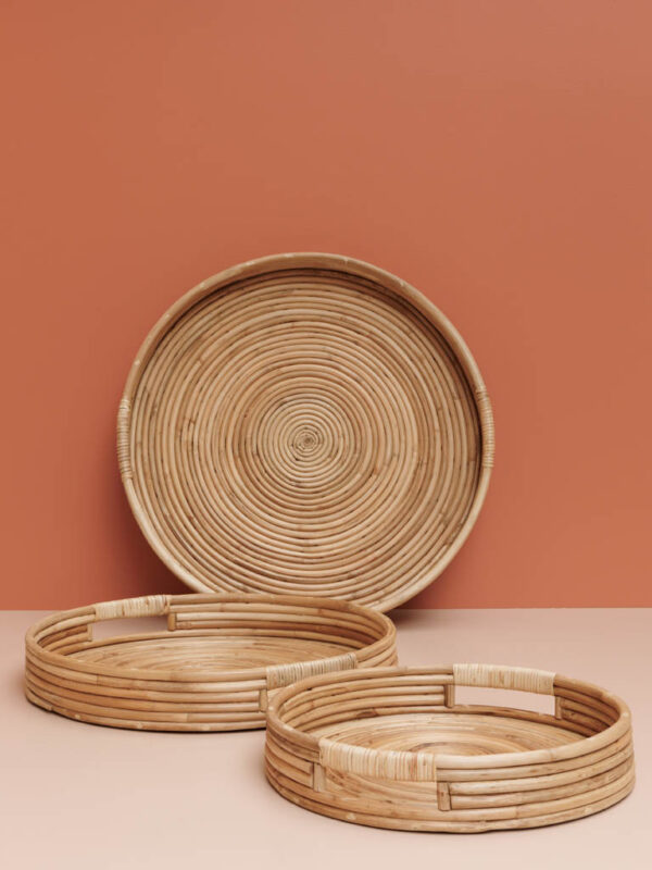 Set de 3 plateaux rotin naturel Chehoma