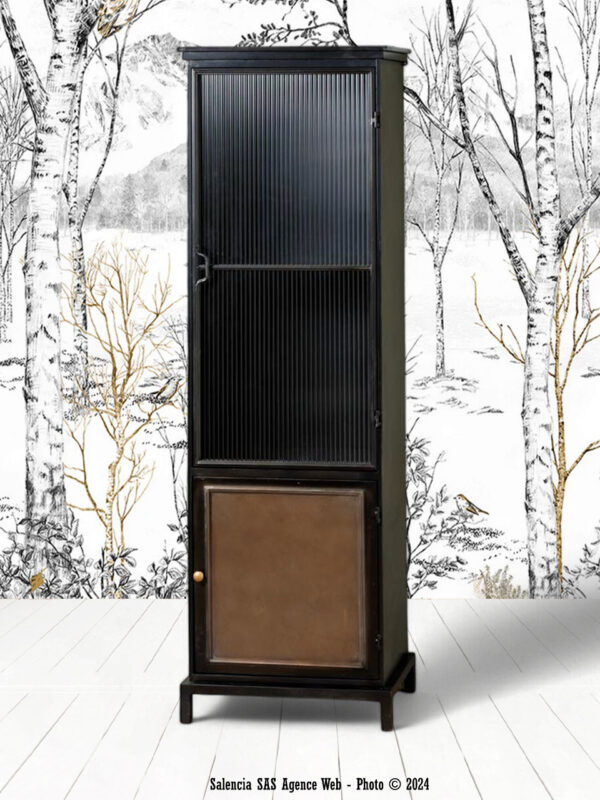 Armoire verre strié Malcolm | Retrodeco