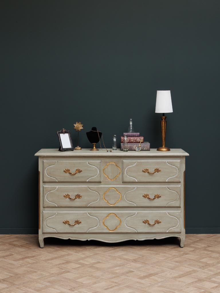 Commode verte et dorures 4 tiroirs Florinda | Retrodeco