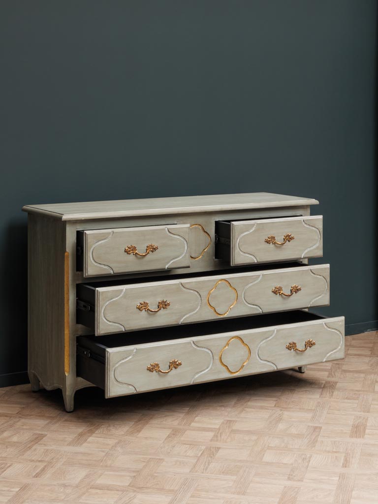 Commode verte et dorures 4 tiroirs Florinda | Retrodeco