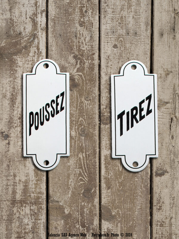 Plaque émaillée Poussez ou Tirez | Retrodeco.fr